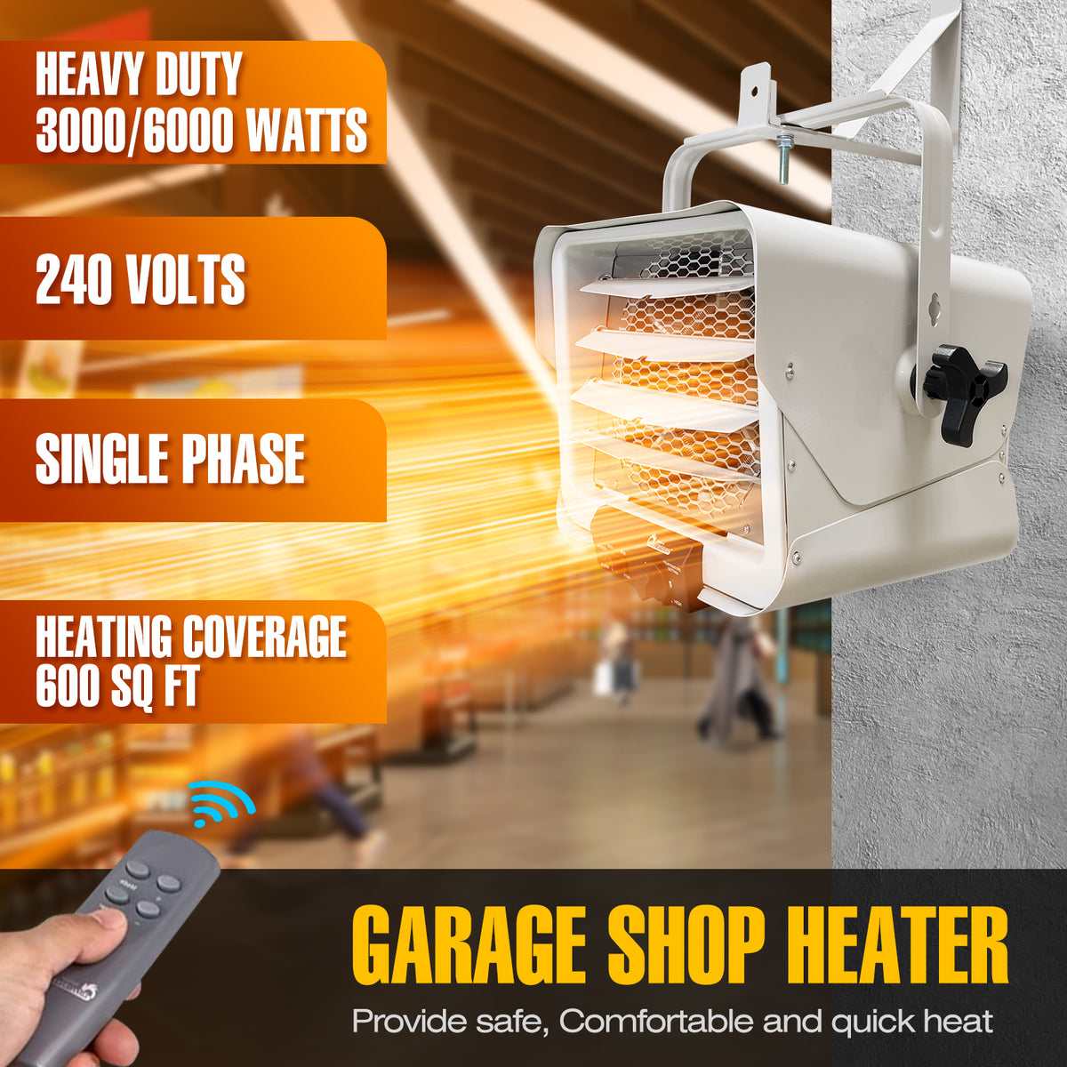Dr Infrared Heater DR-966 Shop Garage Commercial Heater, 3000-Watt or ...